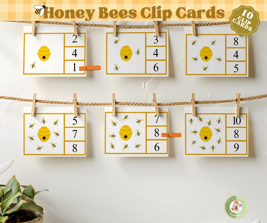 Bee Counting Clip Cards for Spring; Bugs and Insects; Numbers 1-10 ...