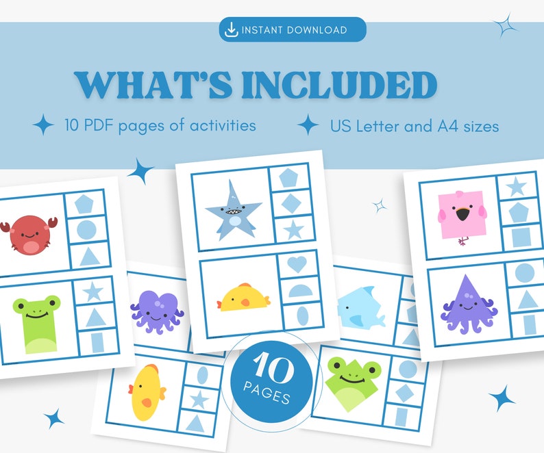 Ocean Shapes Clip Cards: Toddler Learning Activity (PDF) - Etsy