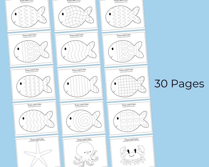 Printable Ocean Tracing Worksheets for Preschool,toddlers; Pencil Grip ...