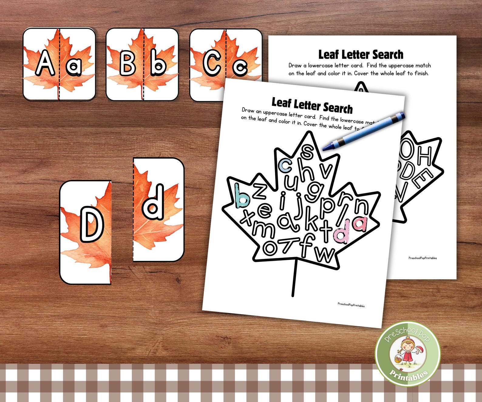 Leaf Letter Games for Pre-k and Kindergarten Upper & Lowercase Matching ...