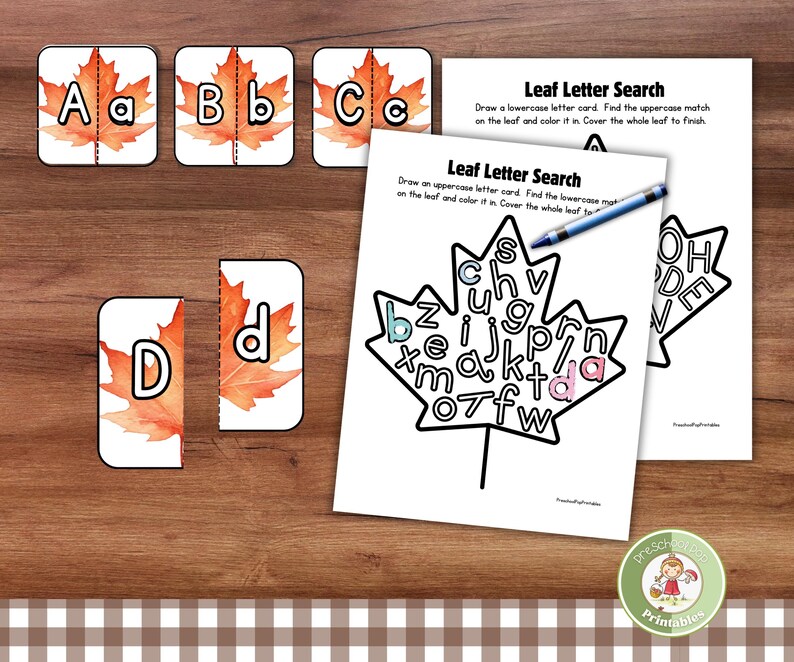 Leaf Letter Games for Pre-k and Kindergarten Upper & Lowercase Matching ...