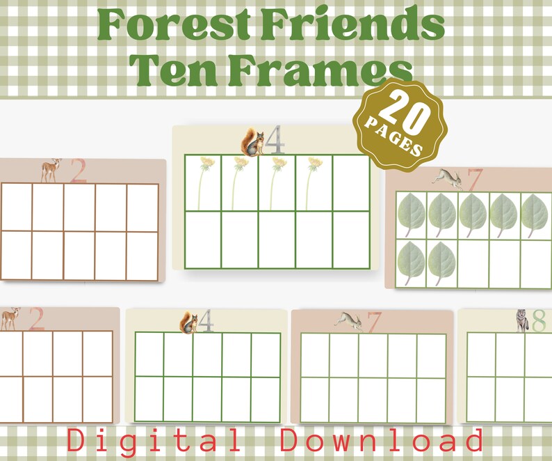 Nature Math Ten Frames, Printable Numbers Cards 1-10 for Pre-k ...