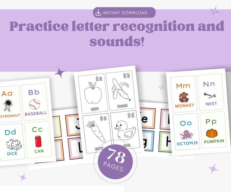 Alphabet Flashcards Color Your Own, Phonics Letter Sounds for ...
