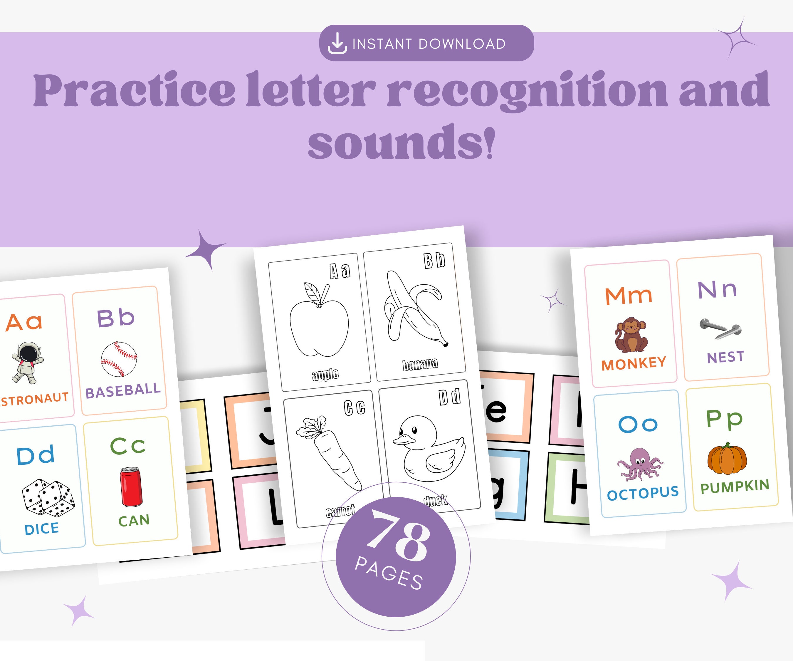 Alphabet Flashcards Color Your Own, Phonics Letter Sounds for ...