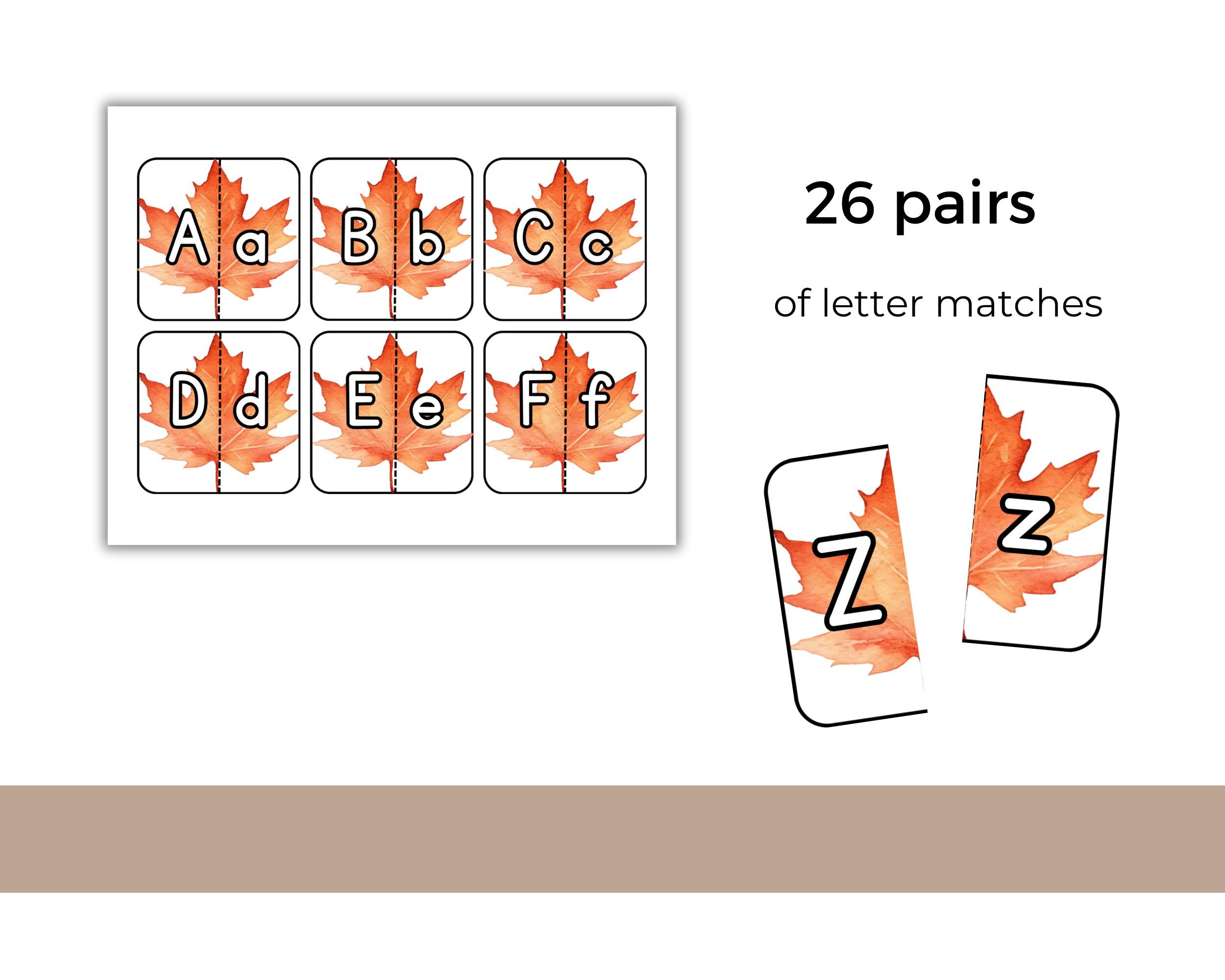 Leaf Letter Games for Pre-k and Kindergarten Upper & Lowercase Matching ...
