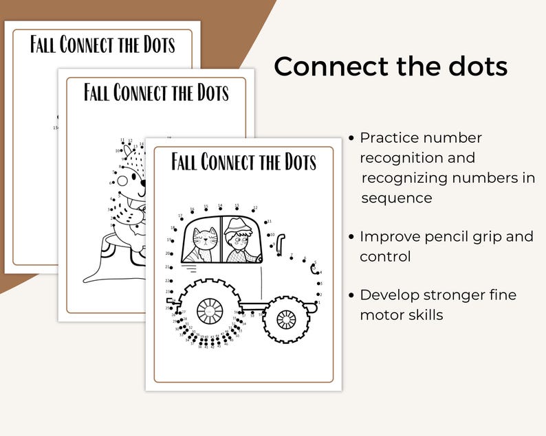 Fall Connect the Dots for Kids; Printable Numbers Worksheets; Classroom Games; Morning Work for ...