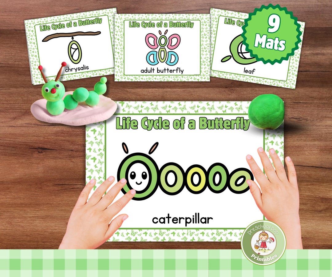 Butterfly Life Cycle Playdough Mats for Spring; Caterpillar ...