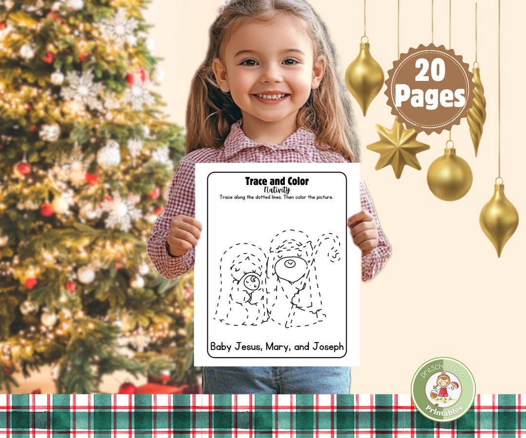 Nativity Trace and Color Worksheets: Christmas Fine Motor (PDF) - Etsy