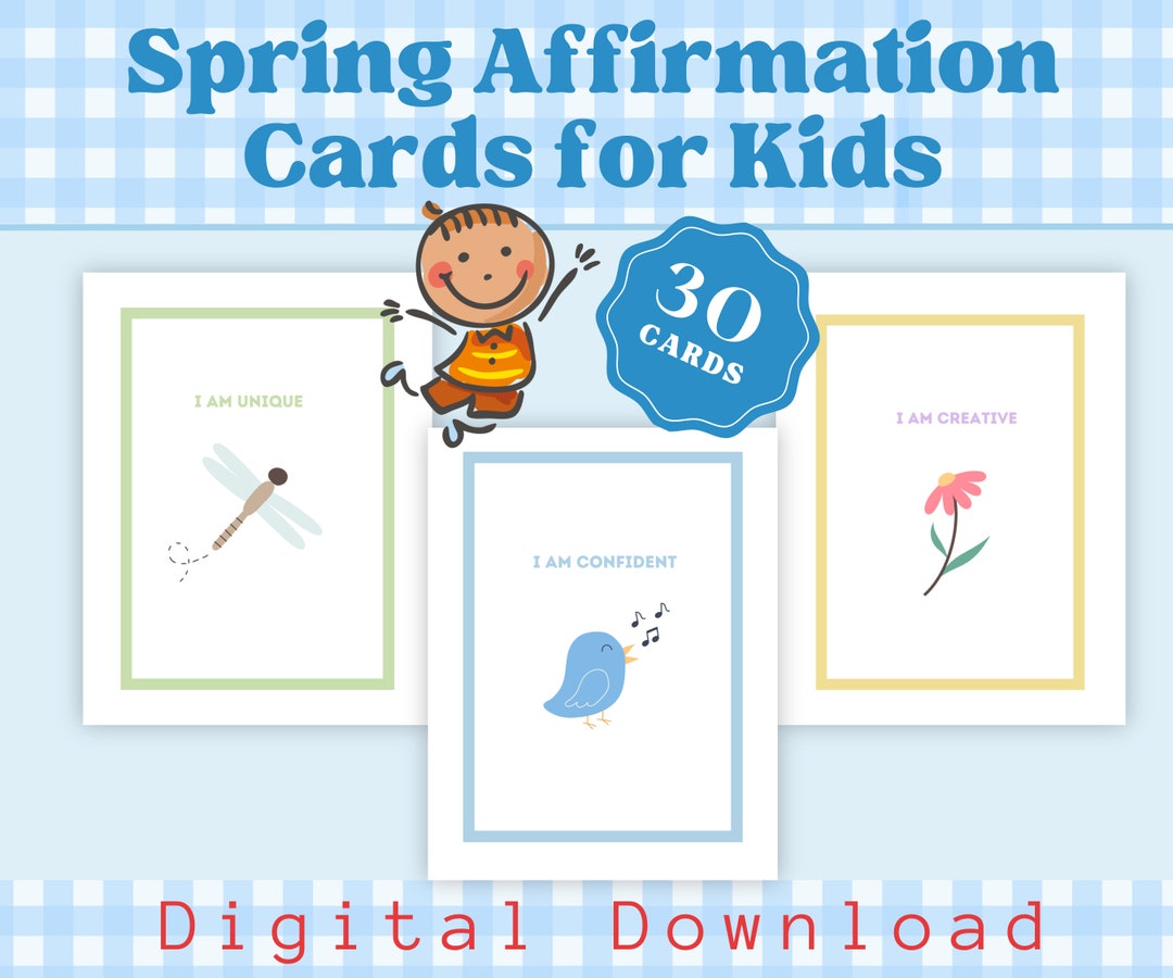 Spring Themed Affirmation Cards for Kids, Mindfulness and Self Love for ...