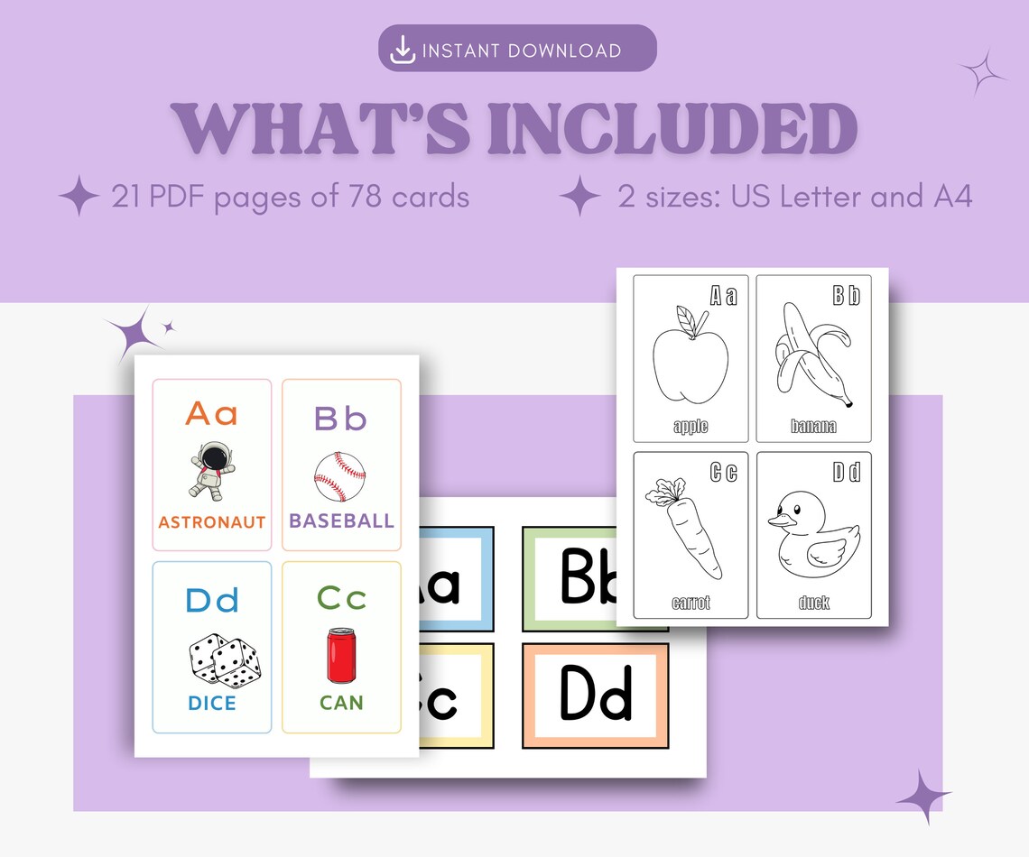 Alphabet Flashcards Color Your Own, Phonics Letter Sounds for ...