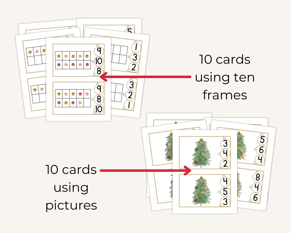 Christmas Ornament Count and Clip Cards: Preschool Number Activity (PDF ...