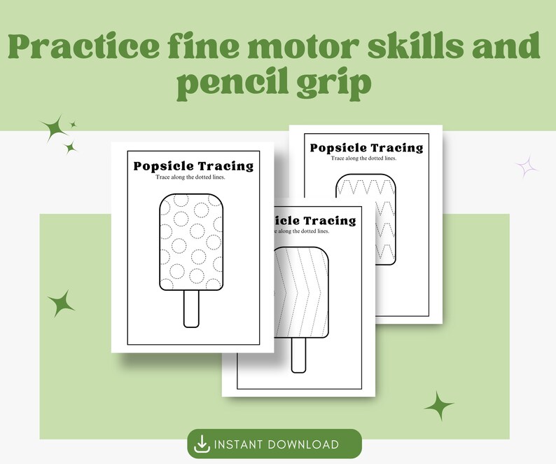 Popsicle Tracing Worksheets: Handwriting Practice (PDF Download) - Etsy