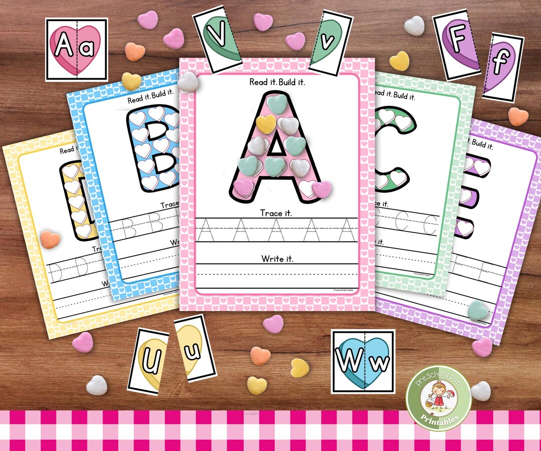 Candy Hearts Alphabet Match Game: Valentine's Letter Tracing (PDF) - Etsy