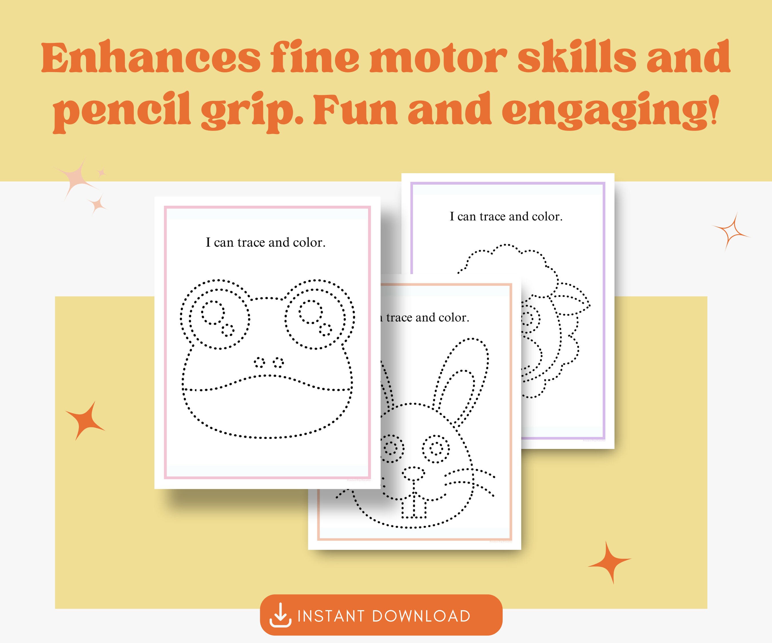 Spring Trace and Color Worksheets, Pencil Control and Grip Practice ...