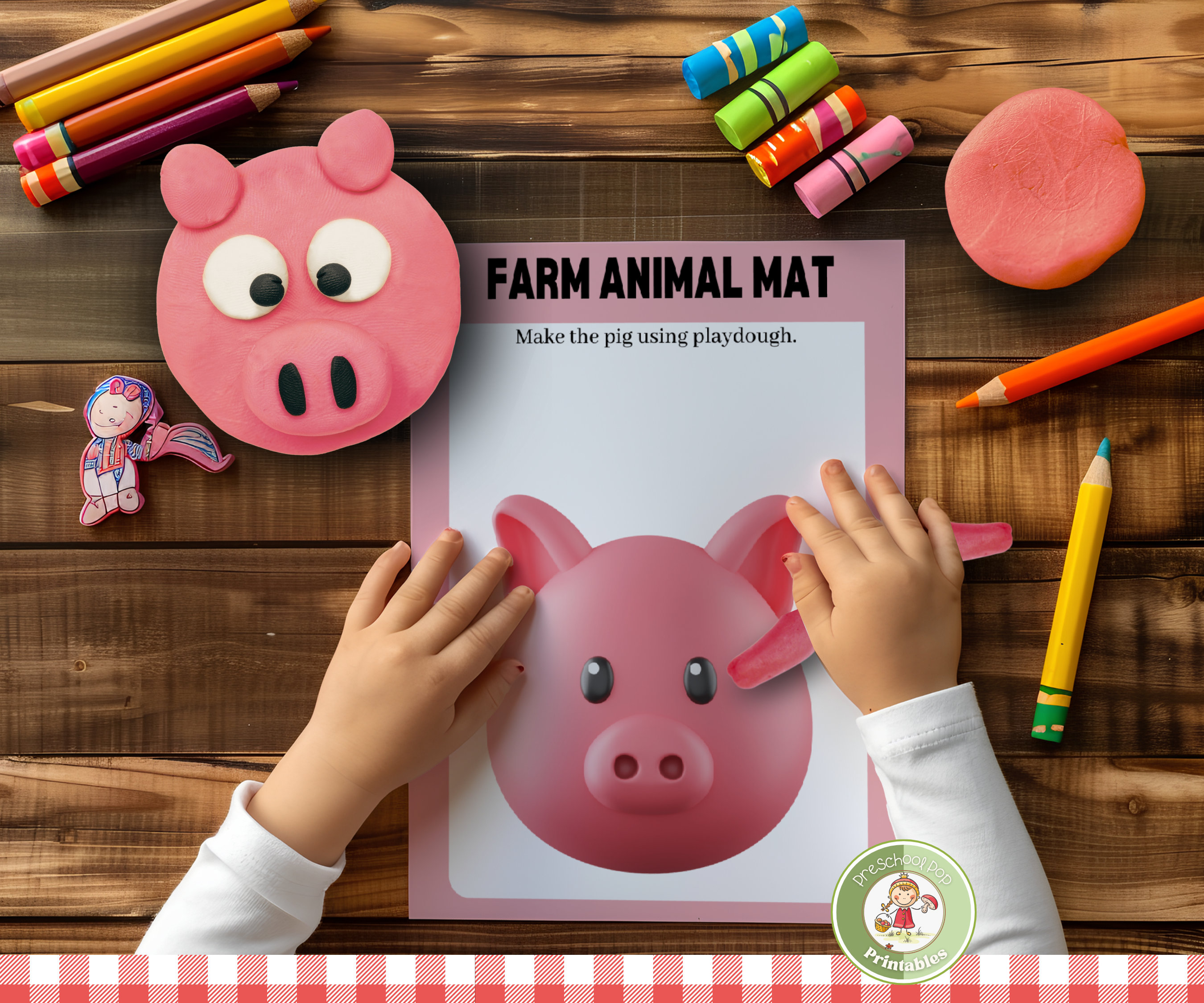 Printable Farm Animals Play Dough Mats, Playdough Sensory Learning ...