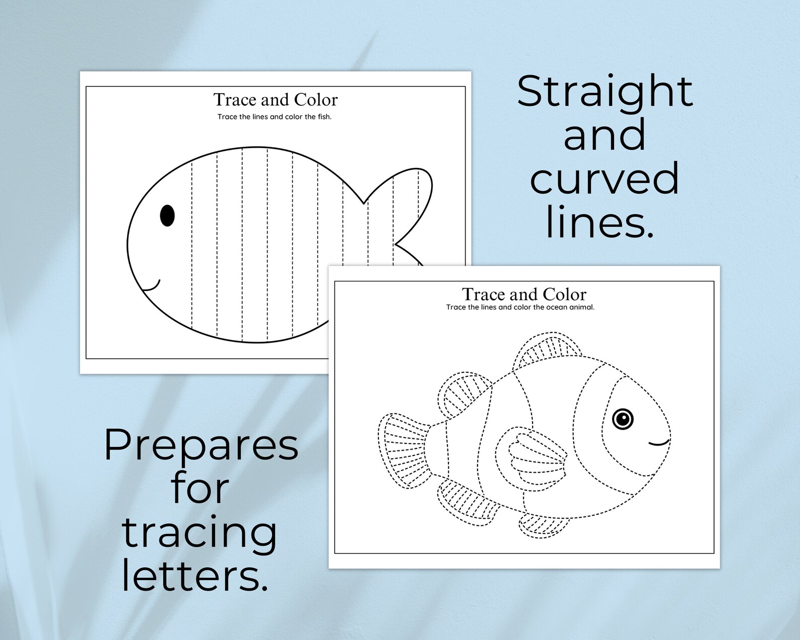 Printable Ocean Tracing Worksheets for Preschool,toddlers; Pencil Grip ...