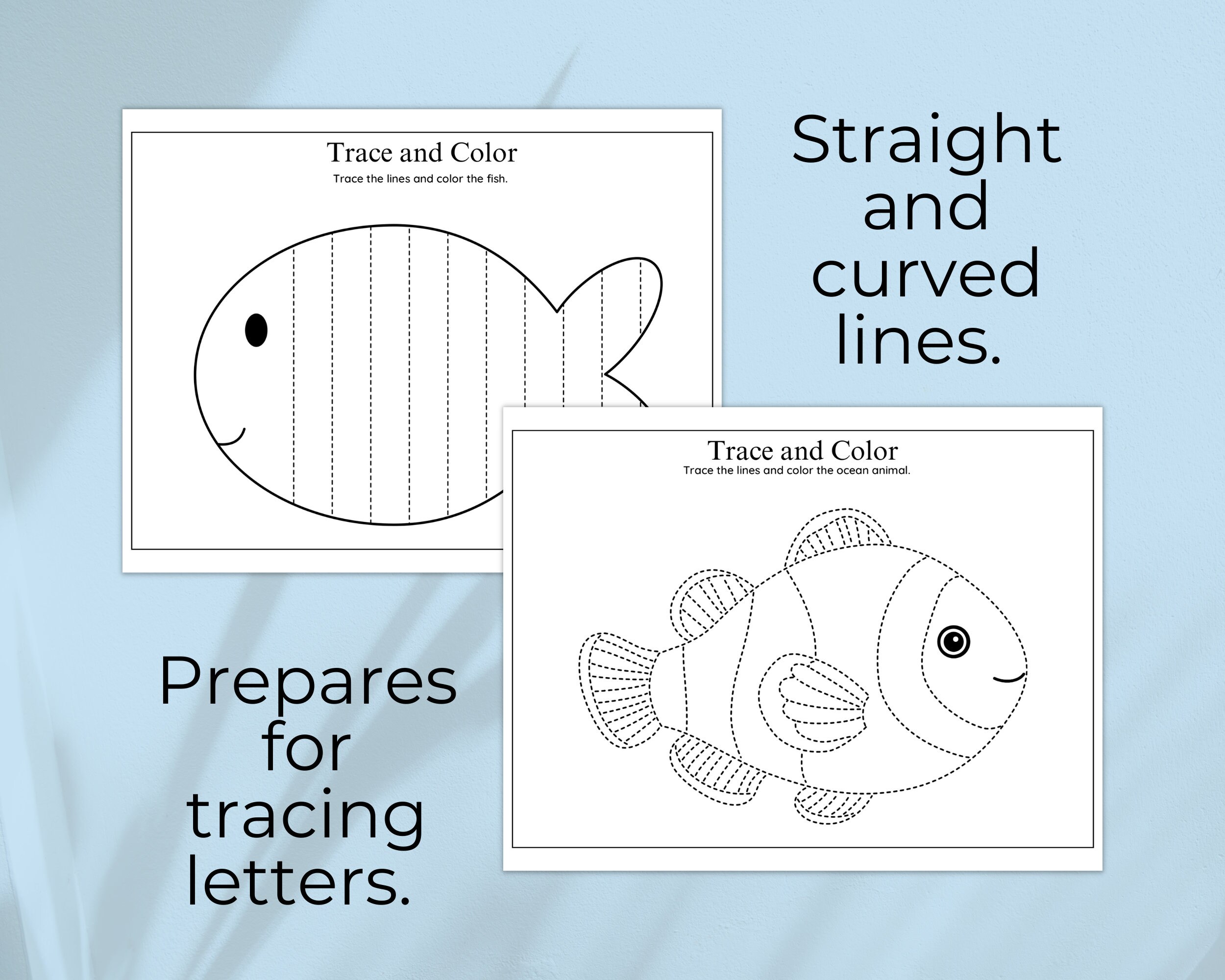 Printable Ocean Tracing Worksheets for Preschool,toddlers; Pencil Grip ...