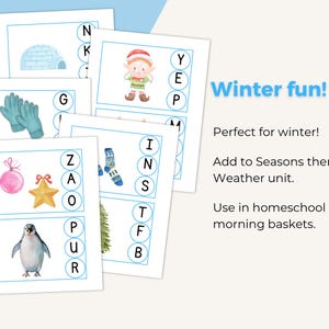 Winter Letters and Sounds Clip Cards for Pre-k & Kindergarten ...