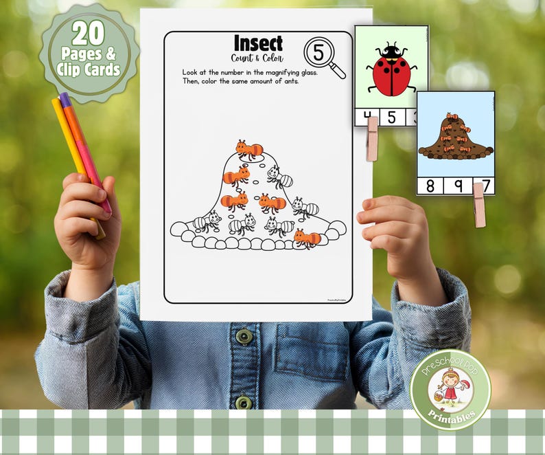 Insect Counting Set: Preschool Math Clip Cards (digital Download) - Etsy