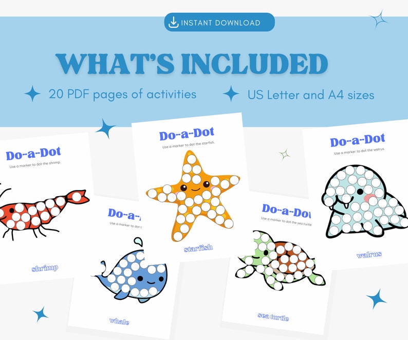 Ocean Animals Do-a-dot Pages: Fine Motor Skills (digital Download) - Etsy