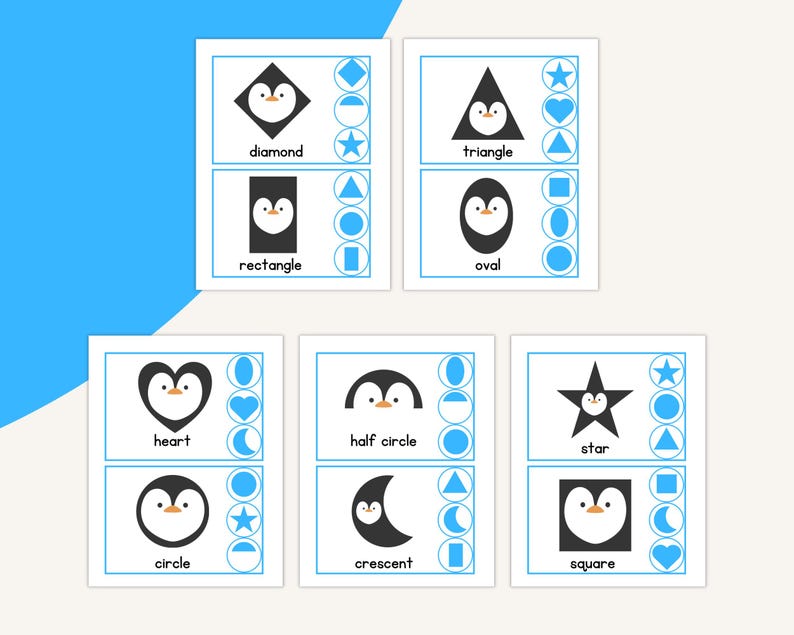 Penguin Shape Clip Cards: Winter Preschool Activity (PDF) - Etsy