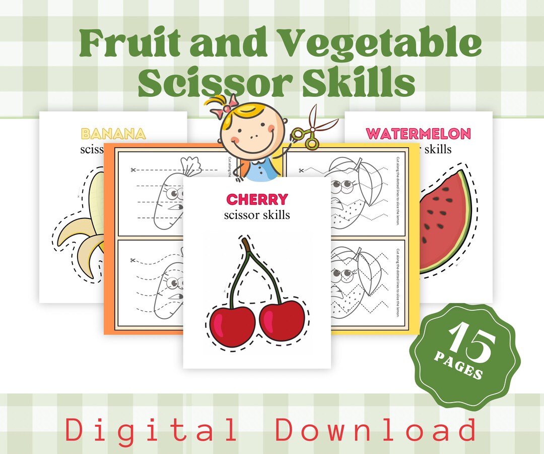 Fruit & Vegetable Scissor Skills: Pre-k Cutting Practice (PDF) - Etsy