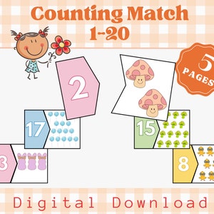 Spring Number Match Puzzle for Preschool, Toddler Counting Activity ...