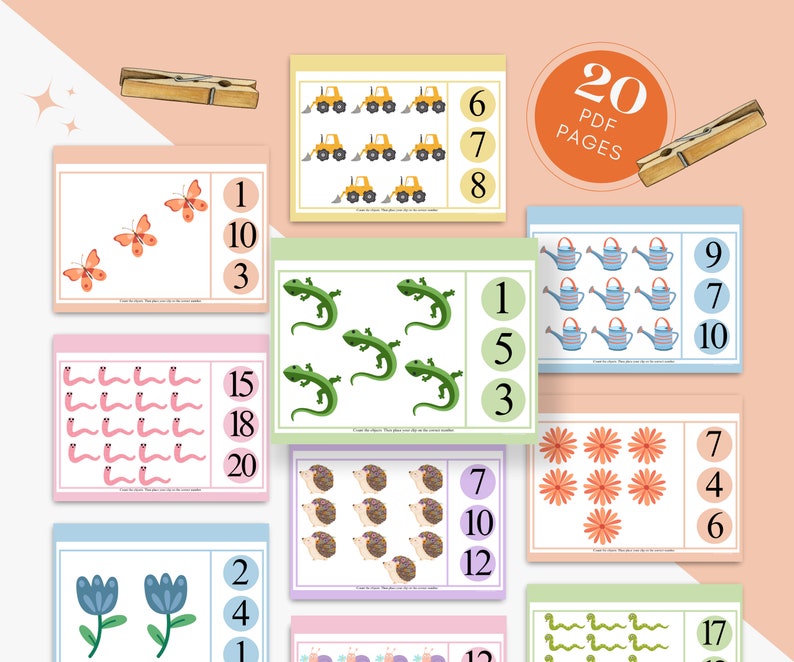 Spring Counting Clip Cards: Toddler Montessori Math (PDF) - Etsy