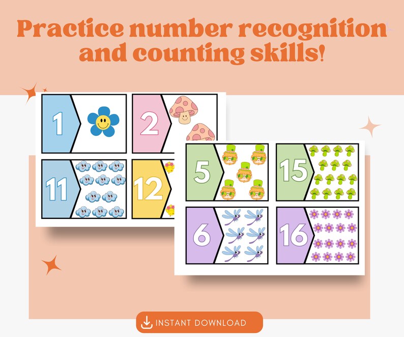 Spring Number Match Puzzle for Preschool, Toddler Counting Activity ...