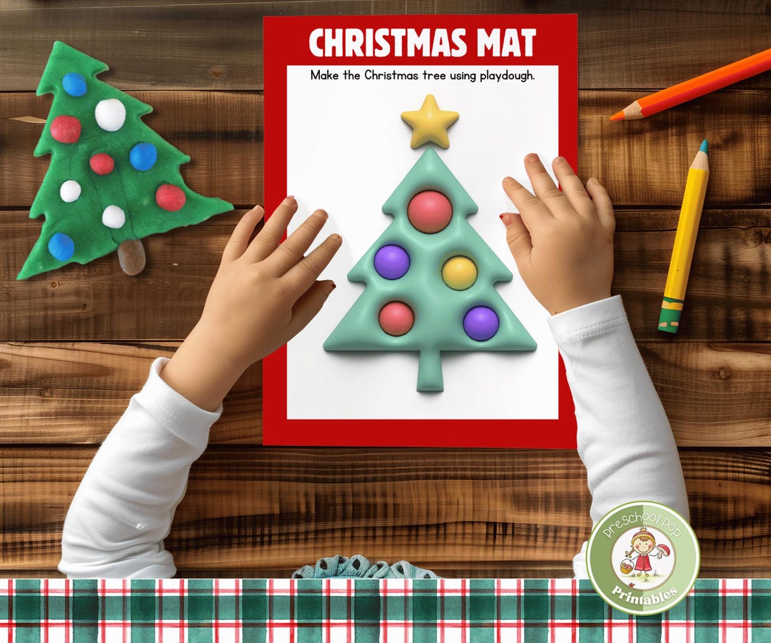 Printable Christmas Play Dough Mats; December Playdough Sensory ...