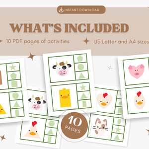 Farm Animals Shapes Clip Cards; Shape Activity for Toddlers Preschool ...