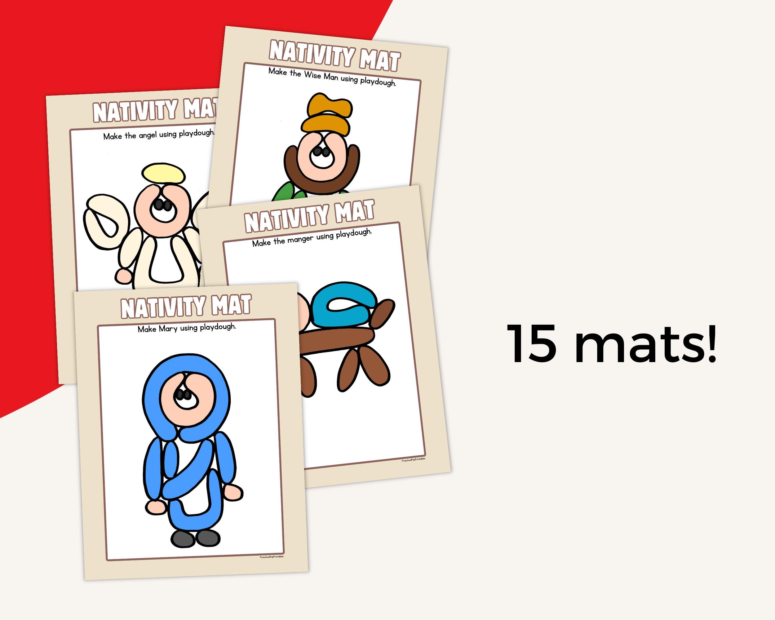 Printable Nativity Play Dough Mats; Christmas Playdough Sensory ...