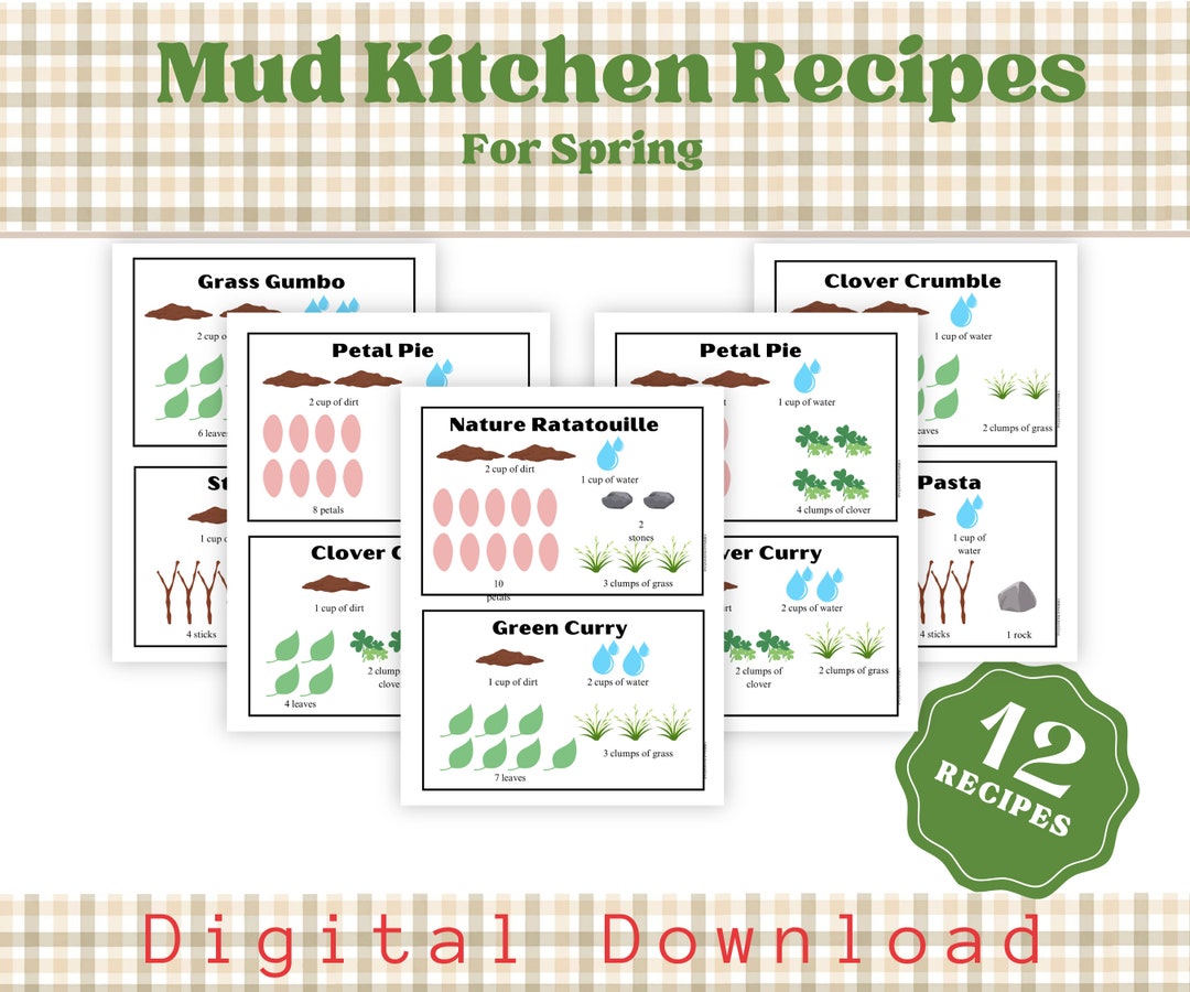 Mud Kitchen Recipes, Printable Recipe Cards for Sensory Play, Mud ...