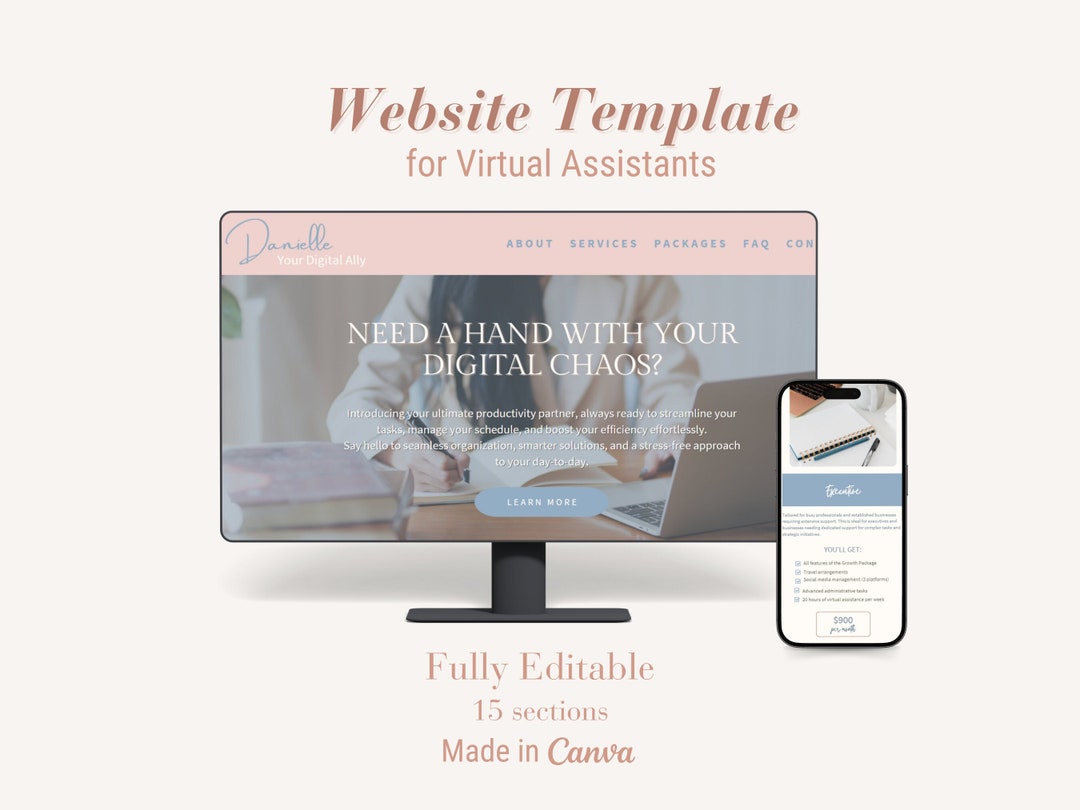 Virtual Assistant Website Template Canva Landing Page Done for You ...