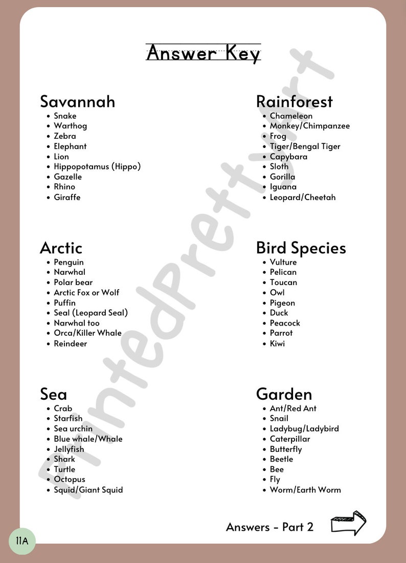 Animal Labeling Kids Activity Wildlife Game Cute Animal Kids Worksheet ...