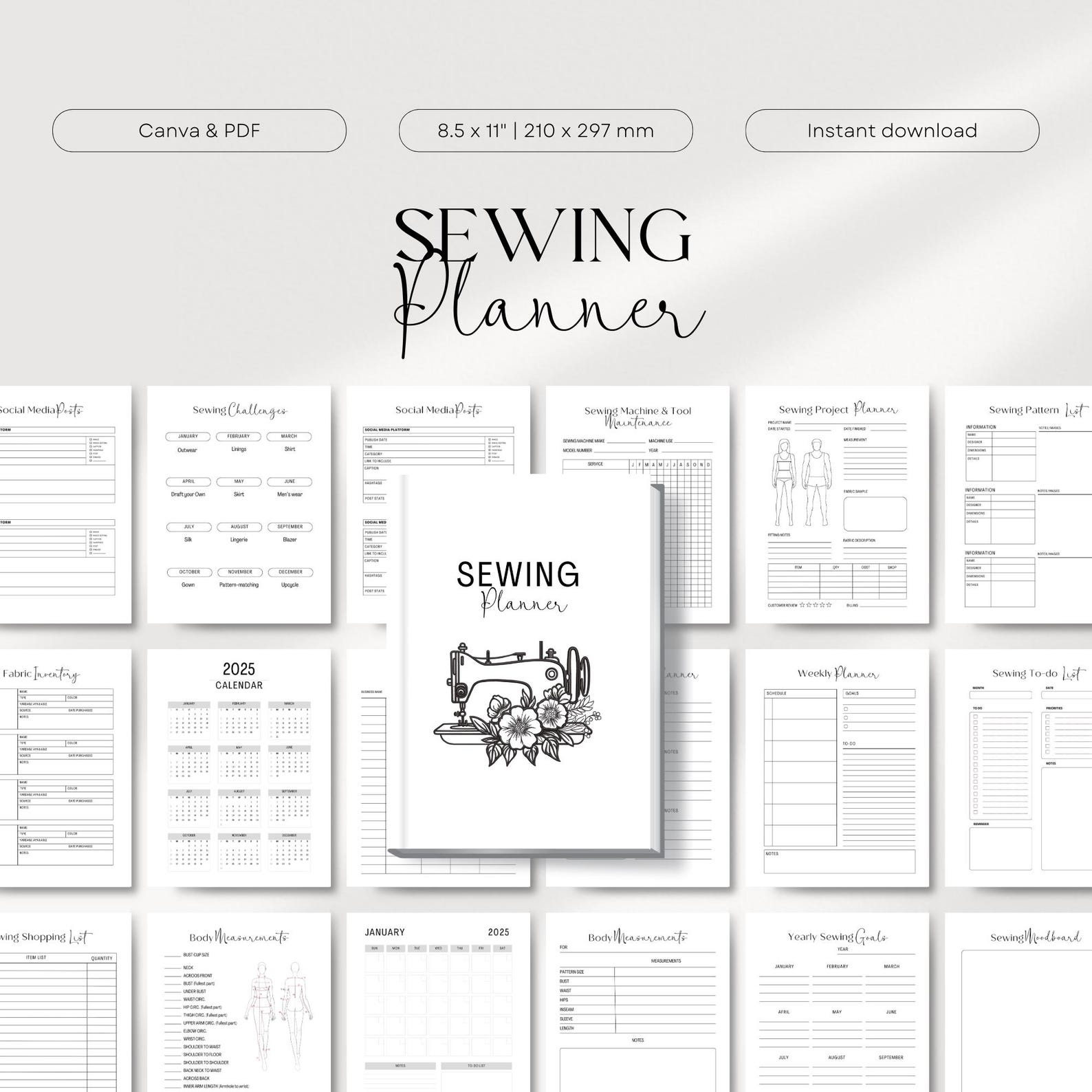 Sewing Planner, PDF Sewing Planner, Sewing Pattern Organizer, Sewing ...