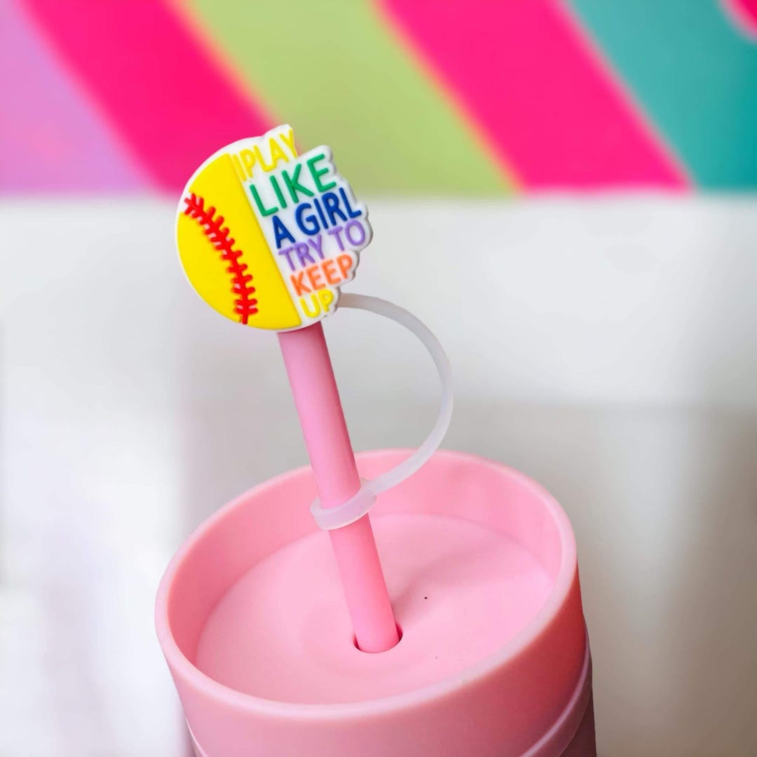 Softball Straw Topper Tumbler Accessories Straw Cover Fits 8mm/10mm ...