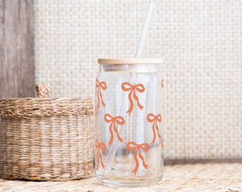 Pink Coquette Bow Cup Coquette Sipper Glass 16oz Cute Dollette Coquette ...