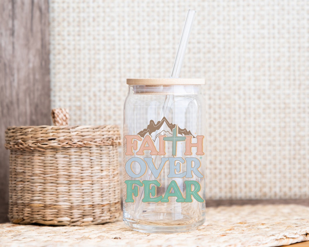 Retro Coffee Jesus Libby Glass, Christian Affirmation Iced Coffee Cup, Bible Verse Tumbler, Can ...