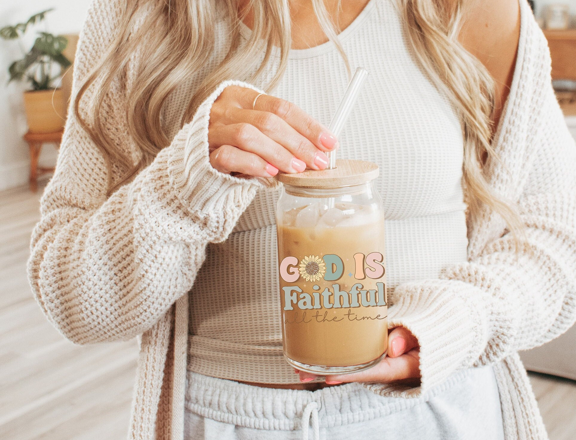 Retro Coffee Jesus Libby Glass, Christian Tumbler With Lid & Straw - Etsy