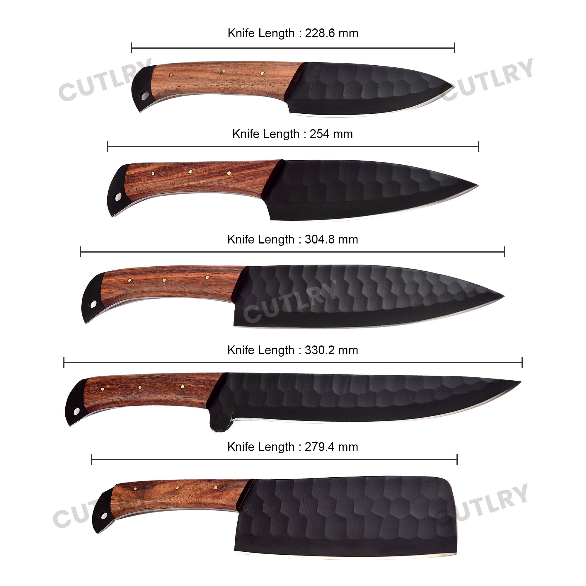 Hand Forged Damascus Steel Chef Set | Kitchen Knives - 5pcs | Handmade ...