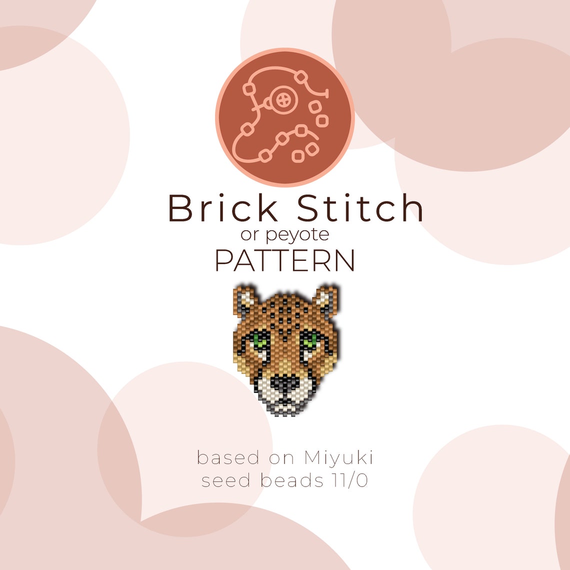 Cheetah Brick Stitch Pattern | Brick Stitch or Peyote Pattern Based on ...
