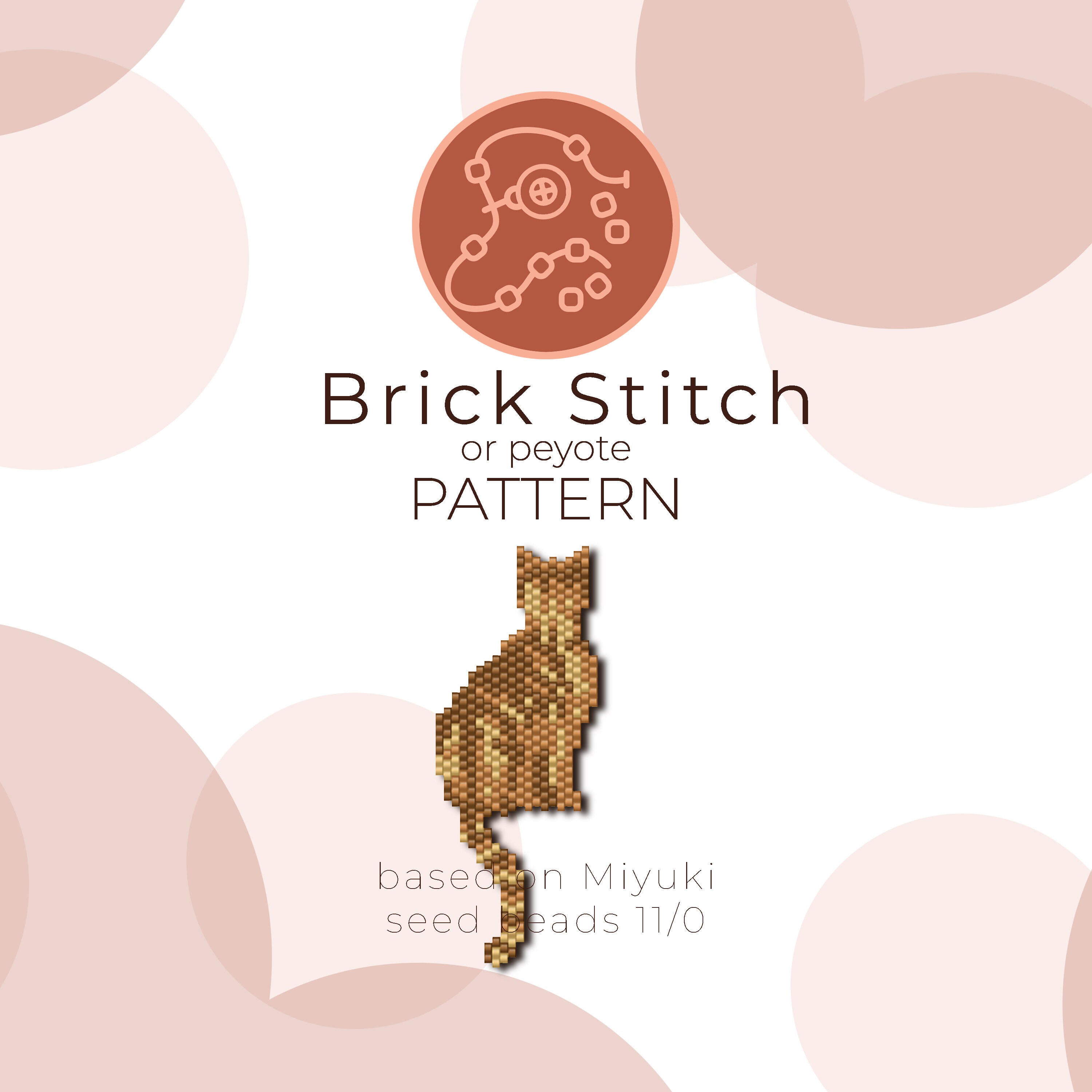 Red Cat Brick Stitch Pattern Brick Stitch or Peyote Pattern Based on Miyuki Delica Seed Beads 11 ...