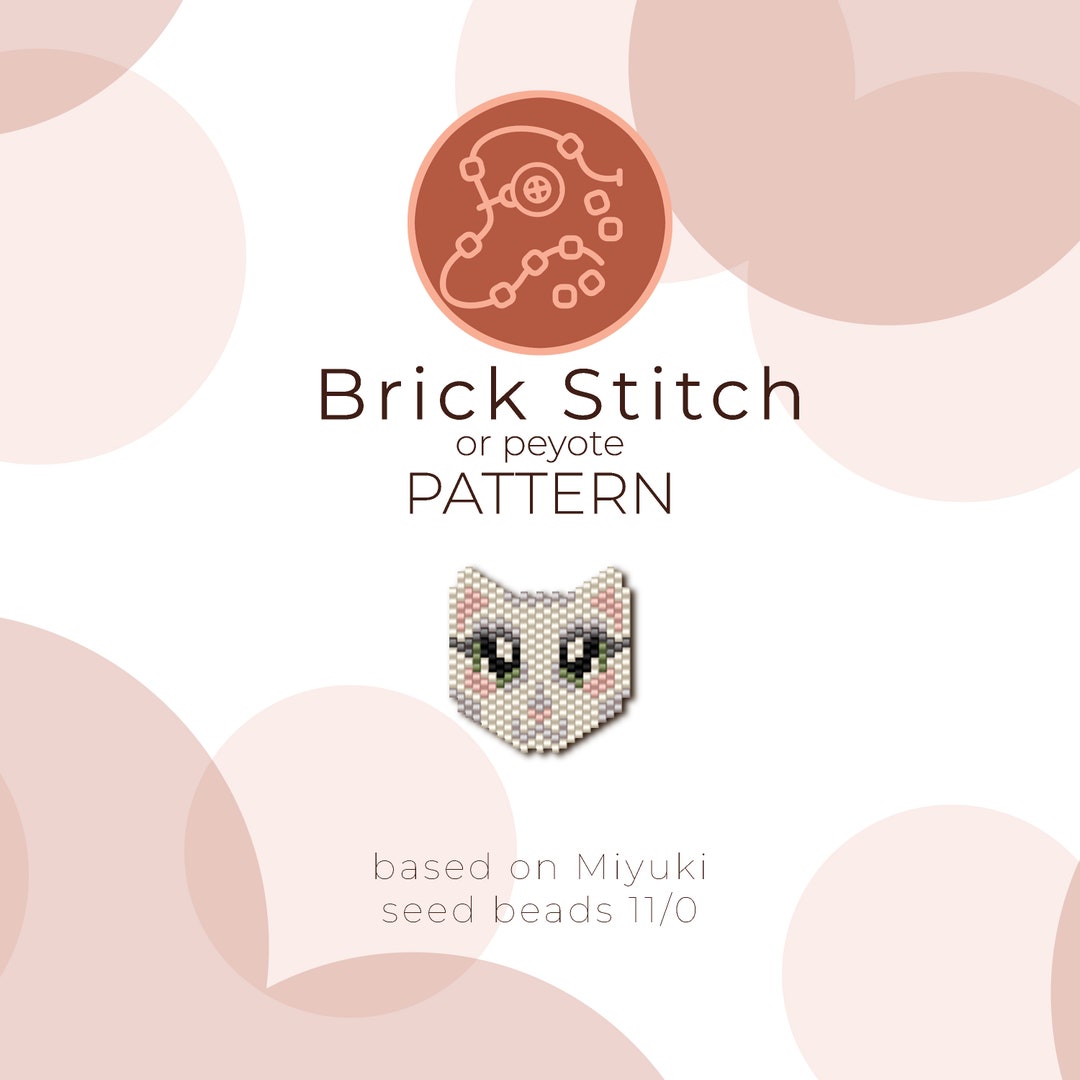 Cute White Cat Face Brick Stitch Pattern | Brick Stitch or Peyote ...