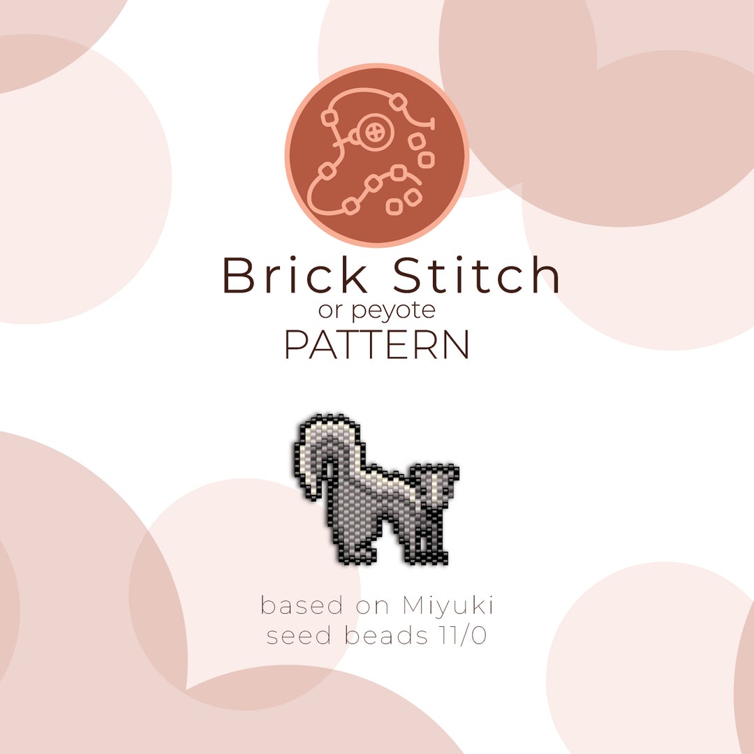 Skunk Brick Stitch Pattern | Brick Stitch or Peyote Pattern Based on Miyuki Delica Seed Beads 11 ...