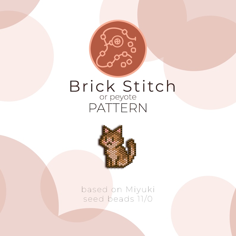 Brown Cute Cat Brick Stitch Pattern | Brick Stitch or Peyote Pattern ...