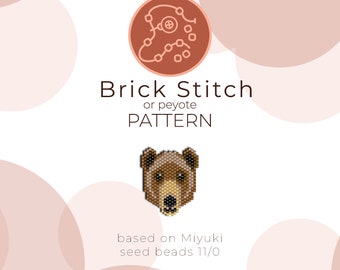 Brown Bear Brick Stitch Pattern - Brick or Peyote Stitch Pattern Based ...
