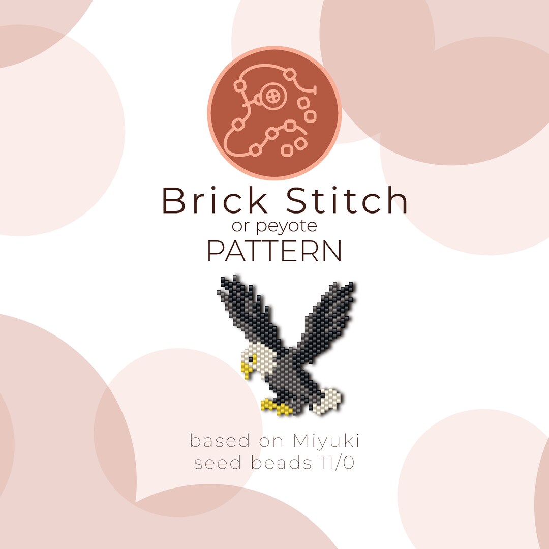 Eagle Brick Stitch Pattern | Brick Stitch or Peyote Pattern Based on Miyuki Delica Seed Beads 11 ...