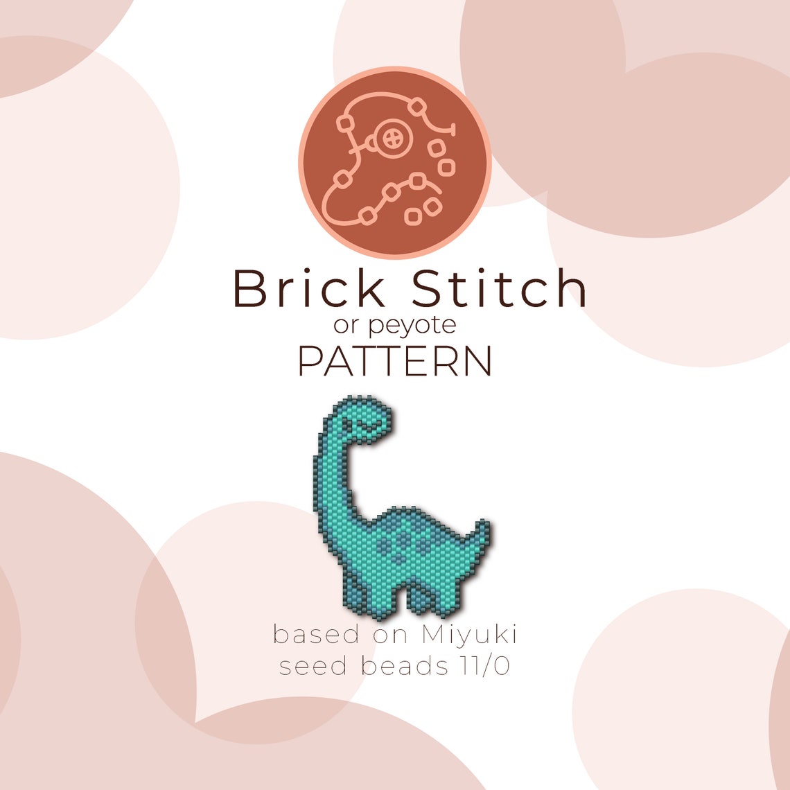 Cute Dinosaur Brick Stitch Pattern Brick Stitch or Peyote Pattern Based ...