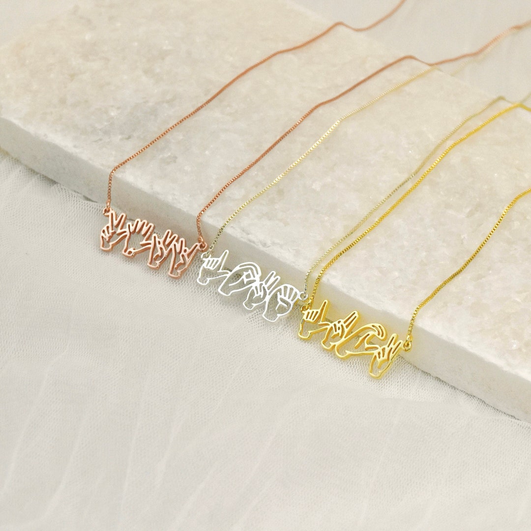Personalized ASL Necklace, Sign Language Necklace, Personalized Name ...
